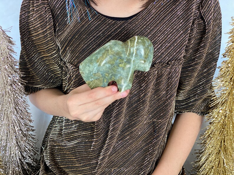 Vintage Hand Carved Native American Stone Buffalo Serpentine or Moss ...