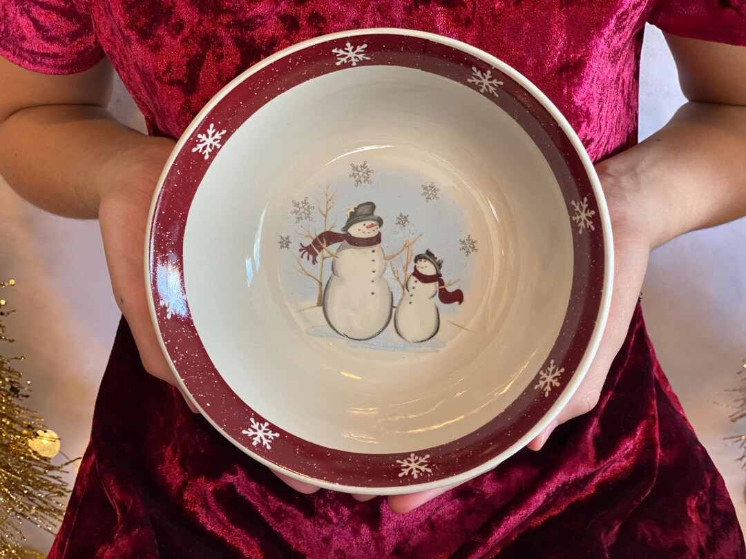 Vintage Snowman Cereal Bowl 7" Royal Seasons Stoneware Soup Bowl ...