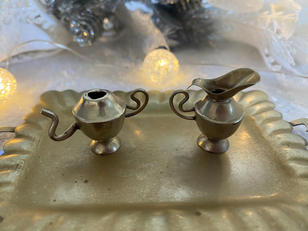 Vintage Dollhouse Silver Tea Set Alpaca Tea Pot Water Pitcher Creamer ...