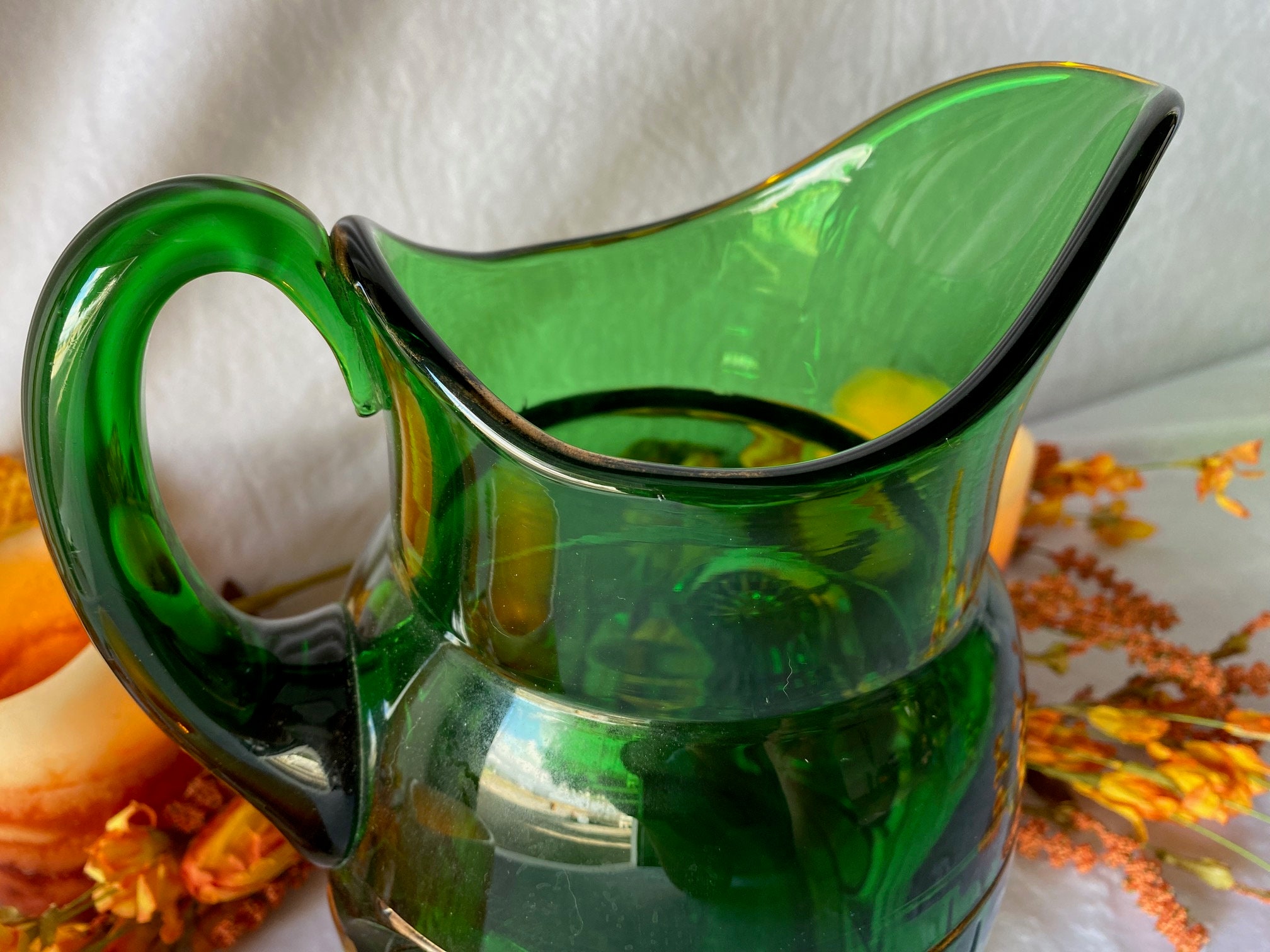 Antique 1896 Emerald Green Water Pitcher Esther Riverside Glass Works ...