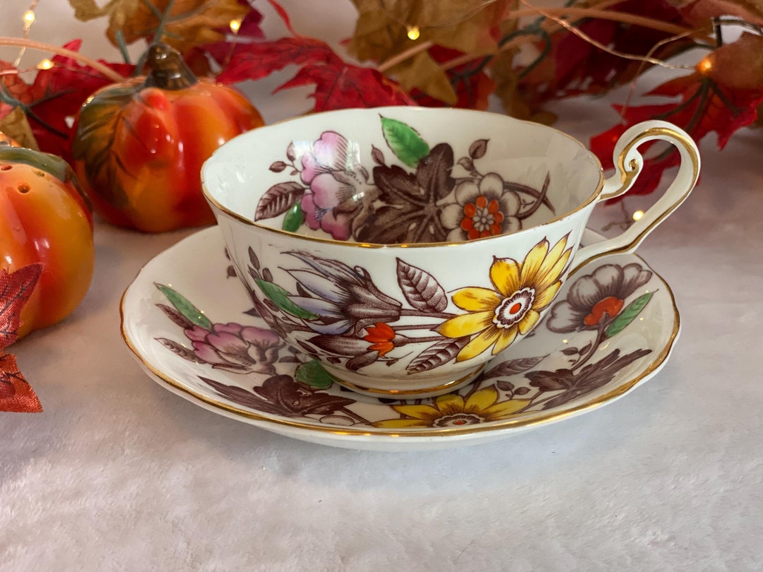 Vintage Bone China Tea Cup and Saucer: Hand Painted Fragrance Pattern ...