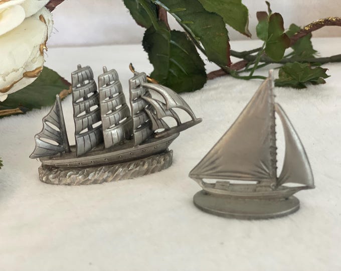 Vintage Pewter Figurines Sailing Ships by Spooniques 1981 1987 Pewter ...