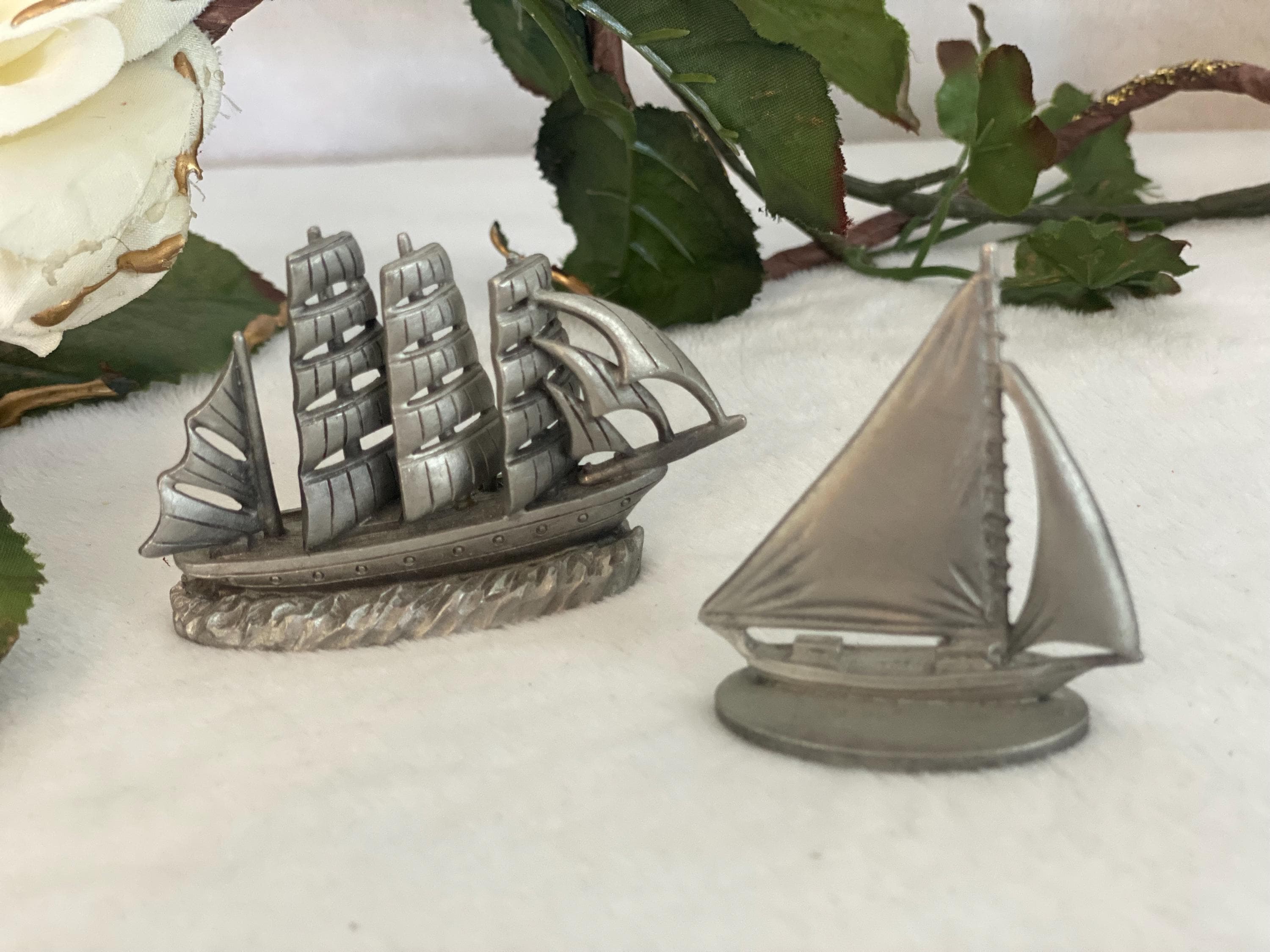 Vintage Pewter Figurines Sailing Ships by Spooniques 1981 1987 Pewter ...