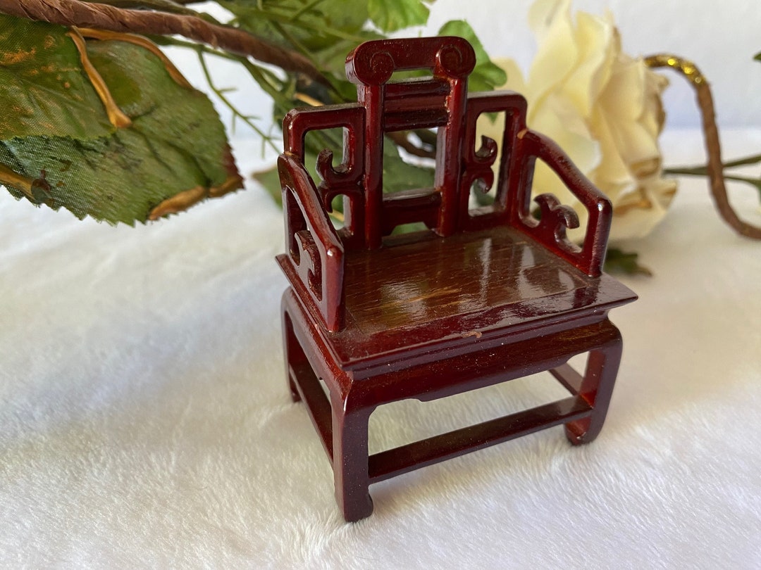 Vintage Dollhouse Wooden Asian-style Bench Living Room Doll Entryway ...