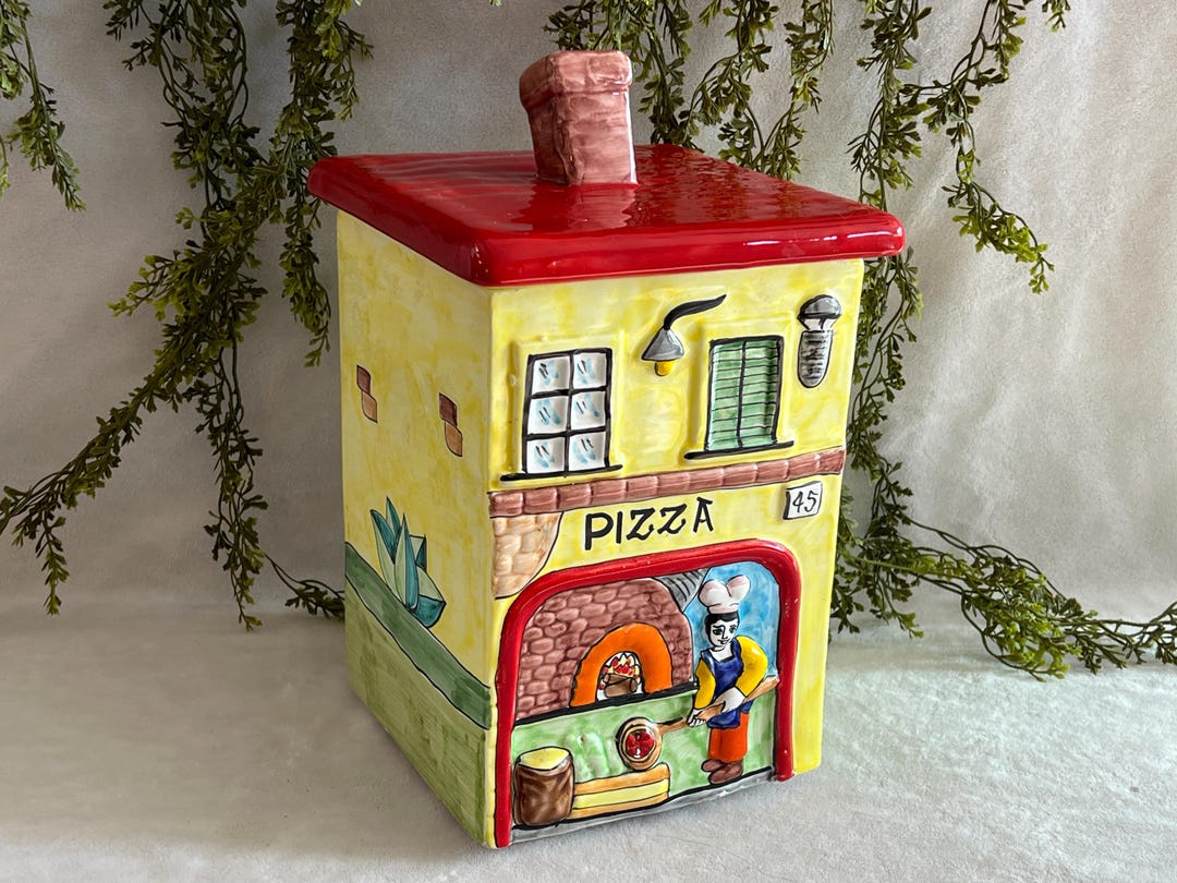Vintage Nino Parrucca Italian Cookie Jar Hand Painted Ceramic Yellow ...