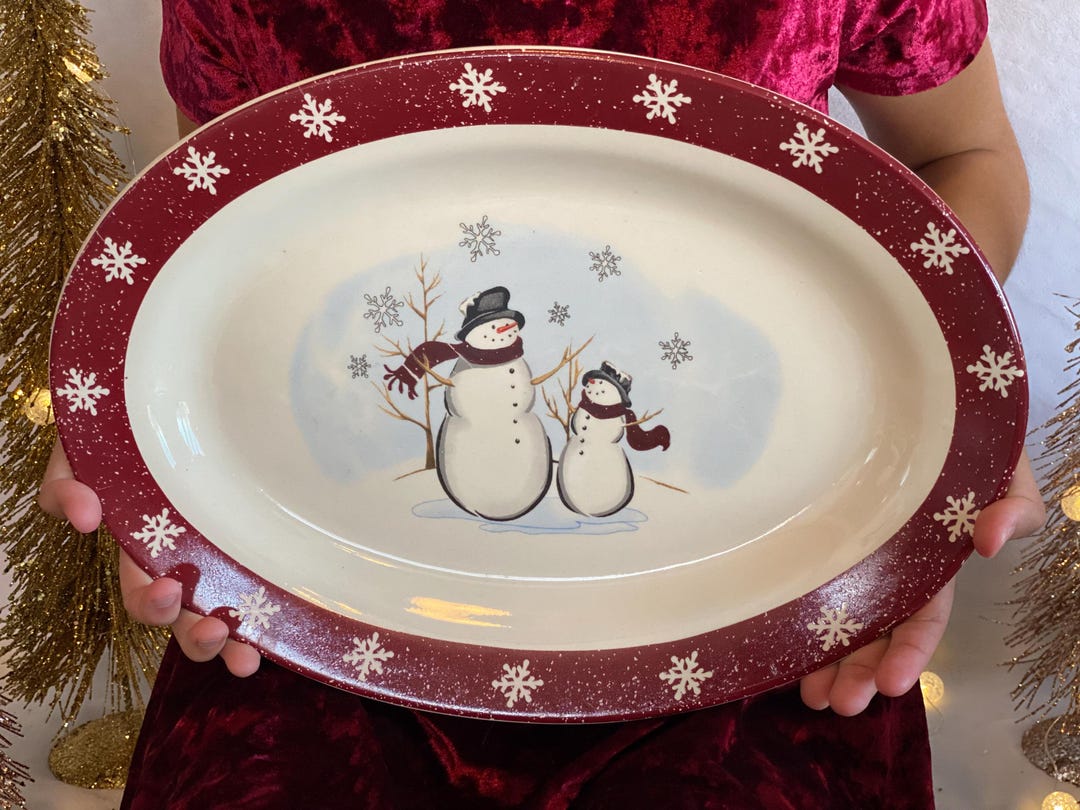 Vintage Snowman Serving Platter 14 Royal Season Stoneware Christmas ...