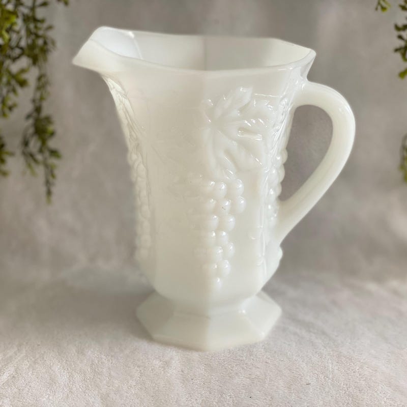 Milk Glass Pitcher - Etsy