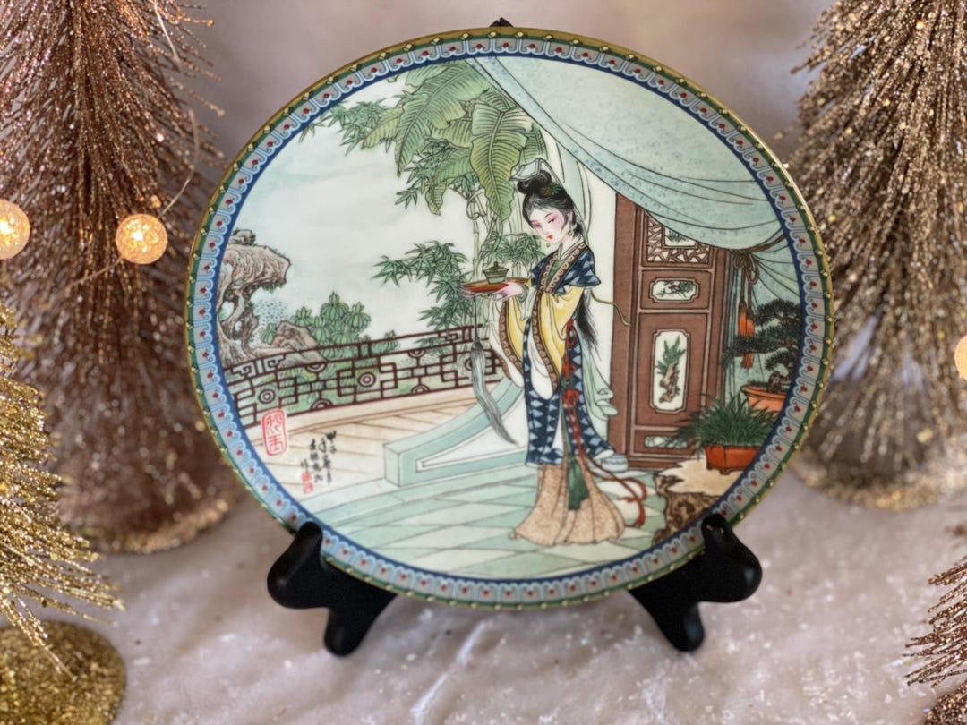 ORIGINAL Hand Painted Vintage Miao-yu Plate Beauties of the Red Mansion ...