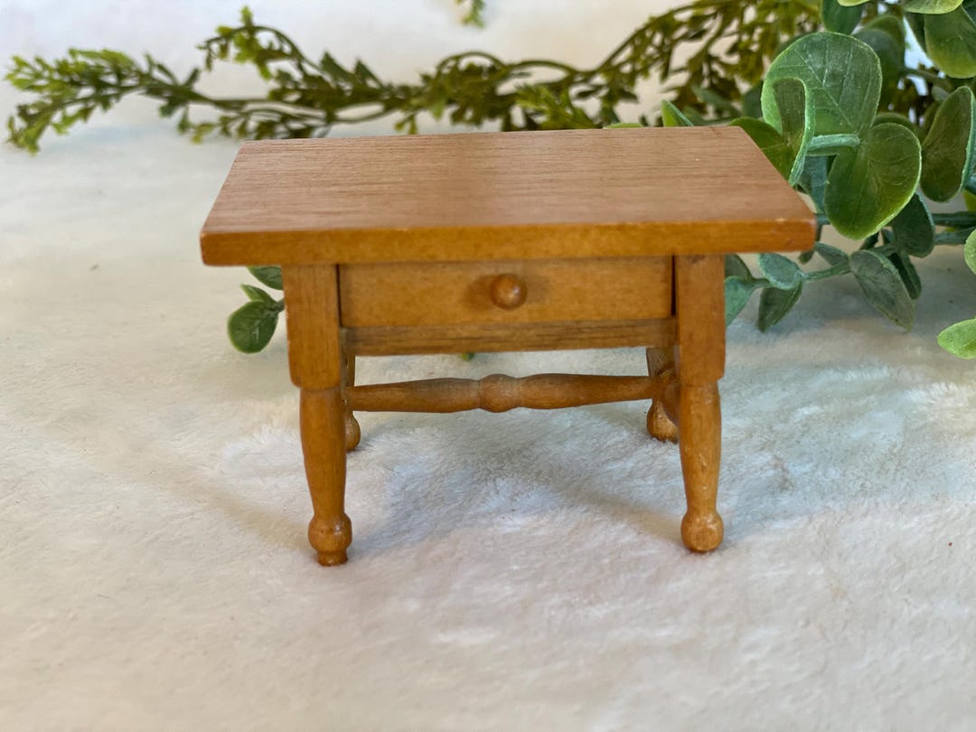 Vintage Wooden Dollhouse Table for Doll Living Room Side Table Sewing ...