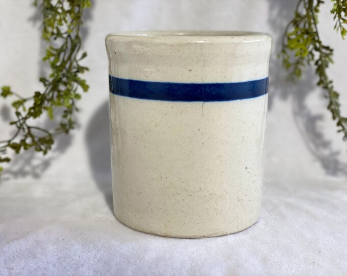 1950s Vintage Crockery Stoneware Crock Vintage Utensil Jar Blue Band ...