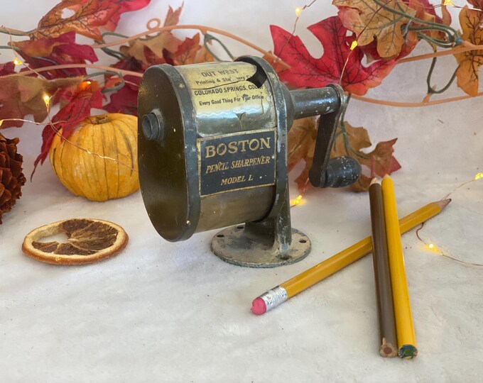 1930s Vintage Boston Pencil Sharpener Model L Metal Sharpener Out West ...