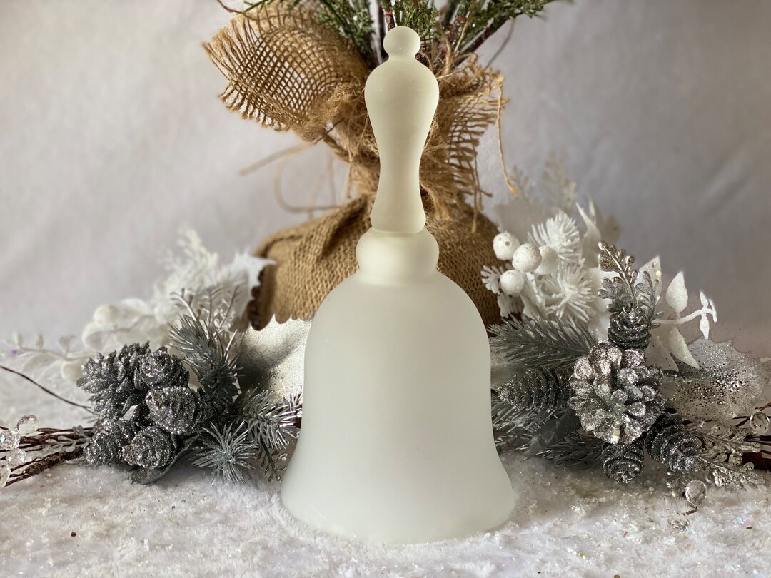 Vintage Frosted Glass Bell With Metal Clapper Vintage Home Decor Glass ...
