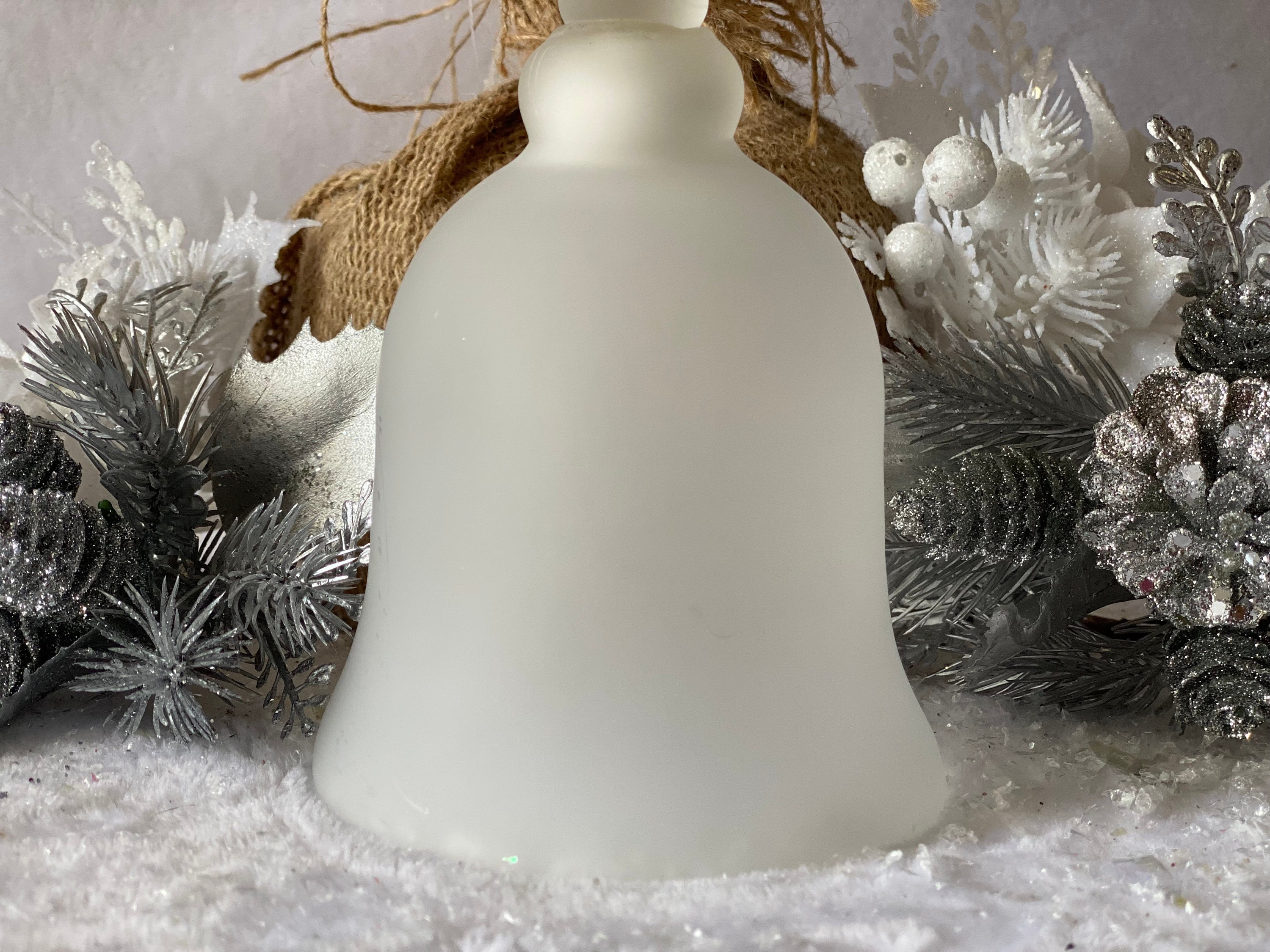 Vintage Frosted Glass Bell With Metal Clapper Vintage Home Decor Glass ...