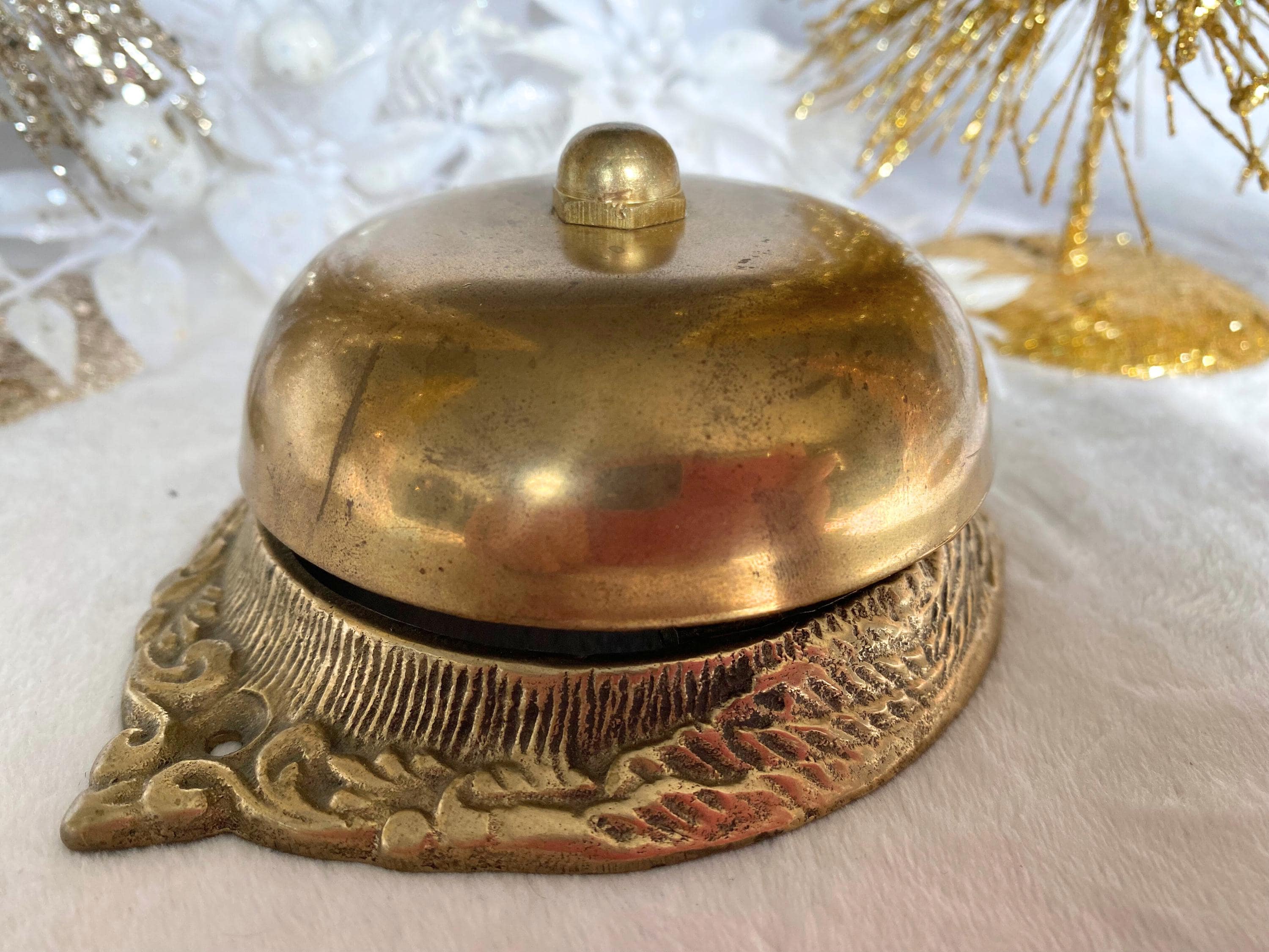 Victorian Antique Brass Door Bell Key Crank Gold Tone Brass Bell Hand ...