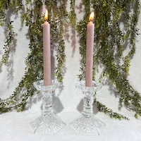 Vintage Block Crystal Candle Holders: Diamond Cut Ball Stem, Set of 2 ...