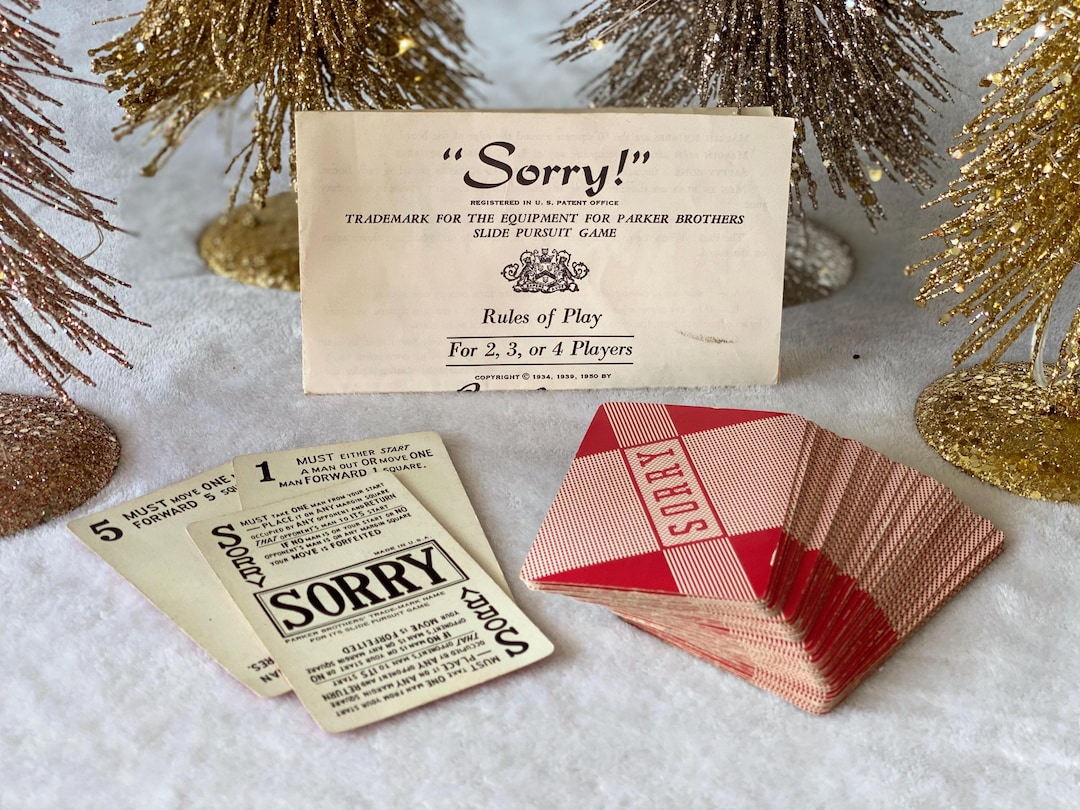 Vintage 1958 Sorry Cards & Instructions Vintage Card Deck 1950s Parker ...