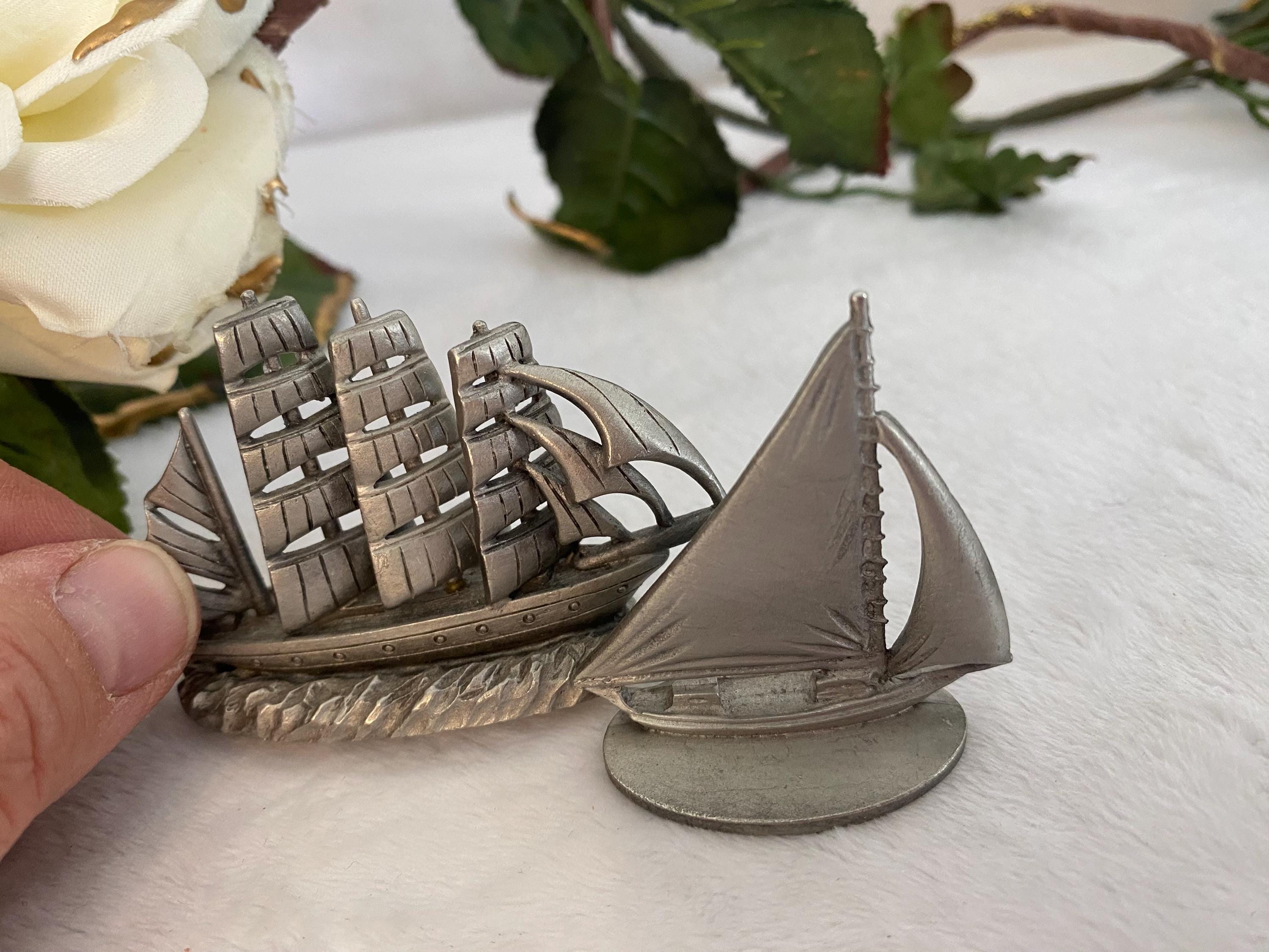 Vintage Pewter Figurines Sailing Ships by Spooniques 1981 1987 Pewter ...