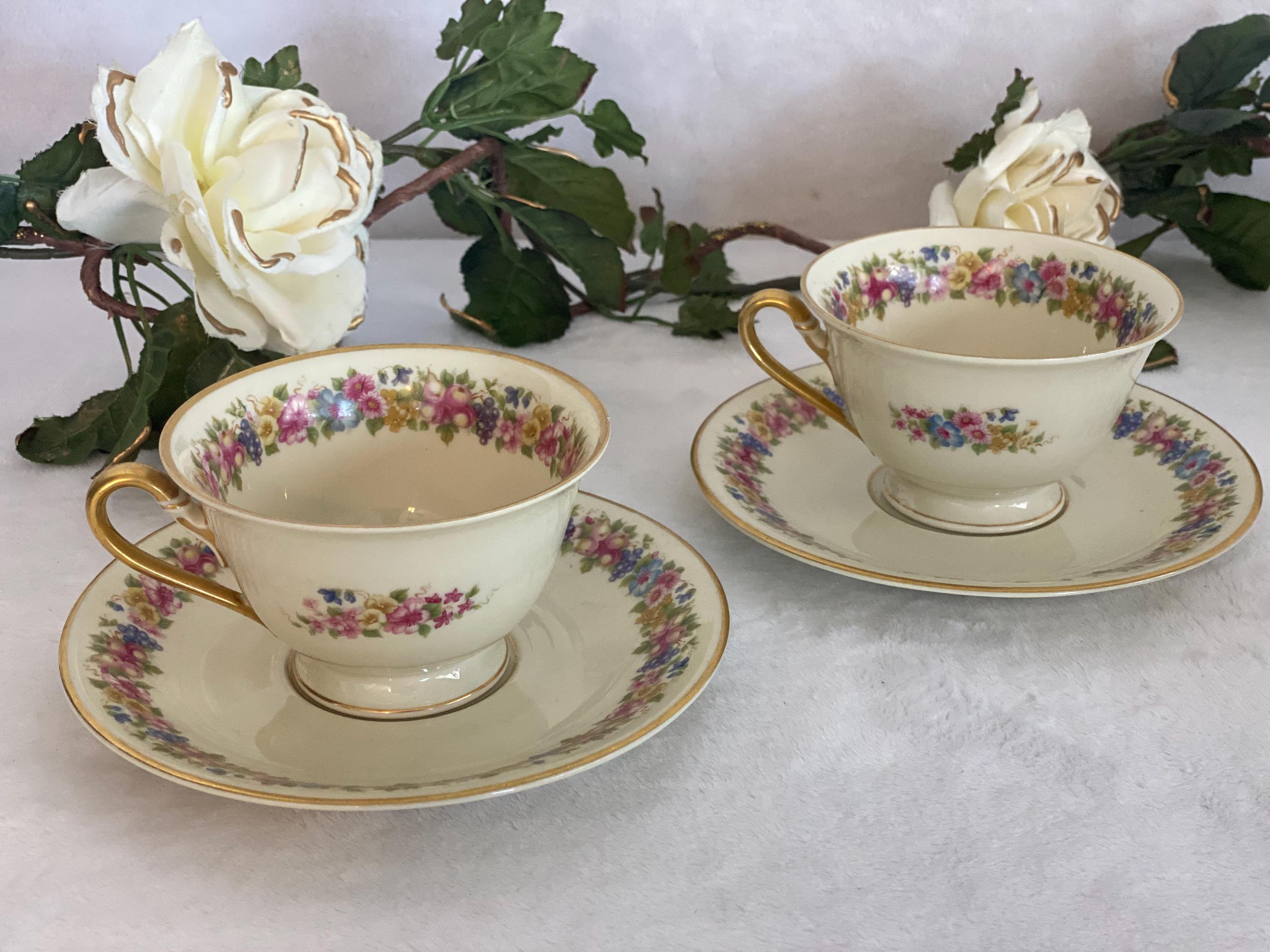 Vintage Rosenthal Ivory Bavaria China Tea Cup & Saucer Set of 2 Floral ...