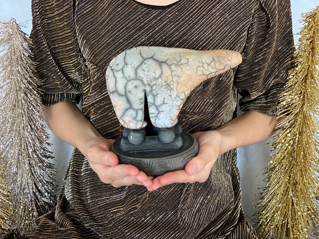 Vintage Kate & Will Jacobson Ceramic Bear Statue Raku Fired Handcrafted ...