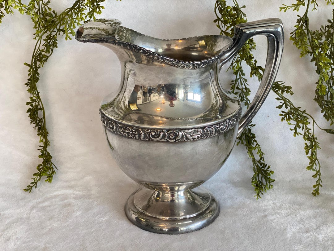 Vintage Silverplate Water Pitcher Metal Pitcher Ornate Pitcher Iced Tea ...