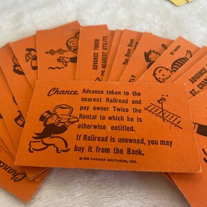 Vintage 1965 Monopoly Chance & Community Chest Cards Vintage Board Game ...