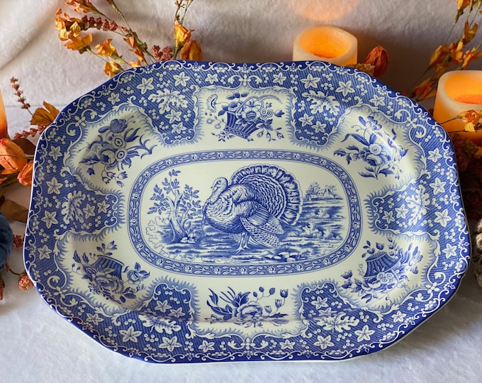 Vintage Spode Thanksgiving Platter the Blue Room Collection Holiday ...