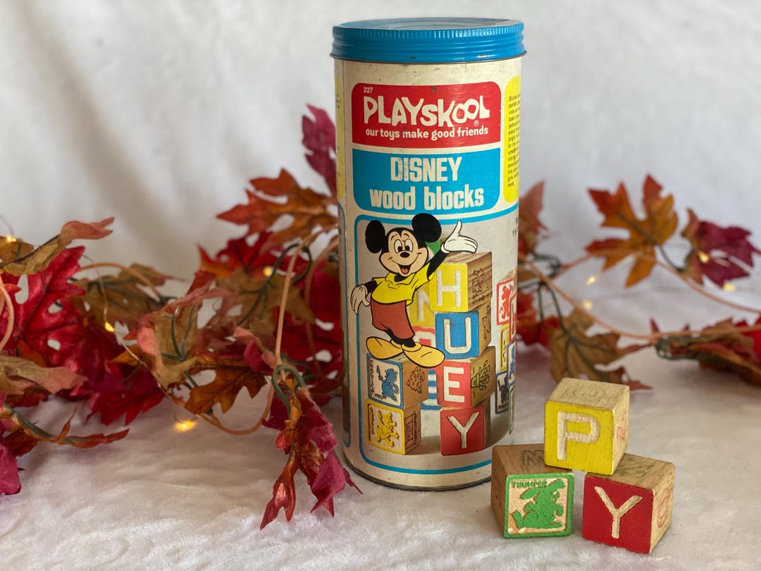 1970s Vintage Disney Playskool Wood Blocks Mickey Mouse Goofy Pluto ...