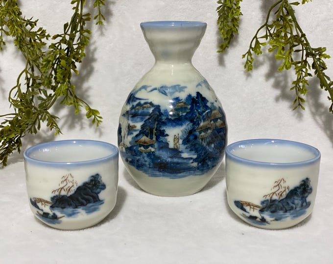 Vintage Japanese Sake Set Vintage Drinkware Japanese Home Decor Vintage ...