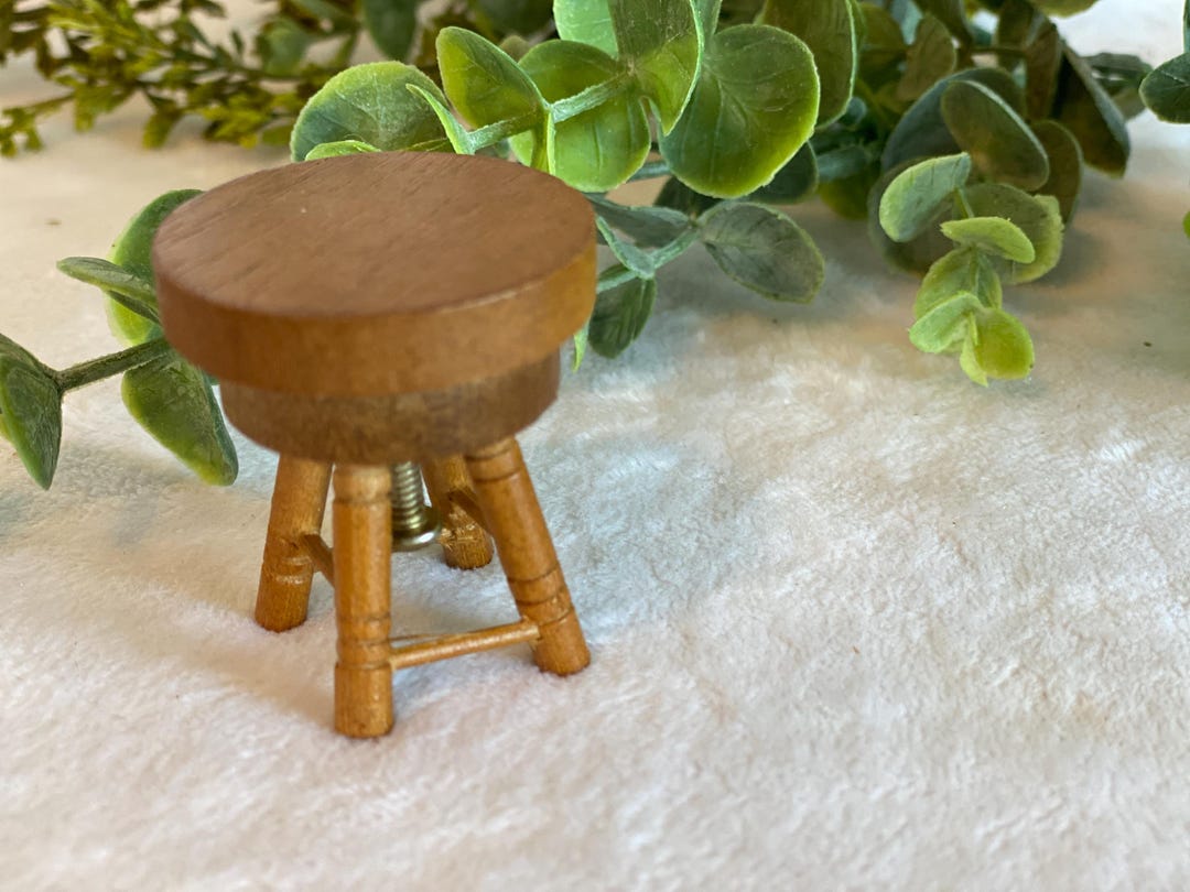 Vintage Wooden Dollhouse Stool for Doll Kitchen Living Room Miniature ...