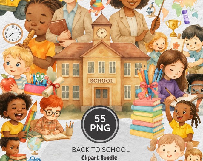 Watercolor Back to School Clipart Bundle / Cute Arts / Watercolor ...