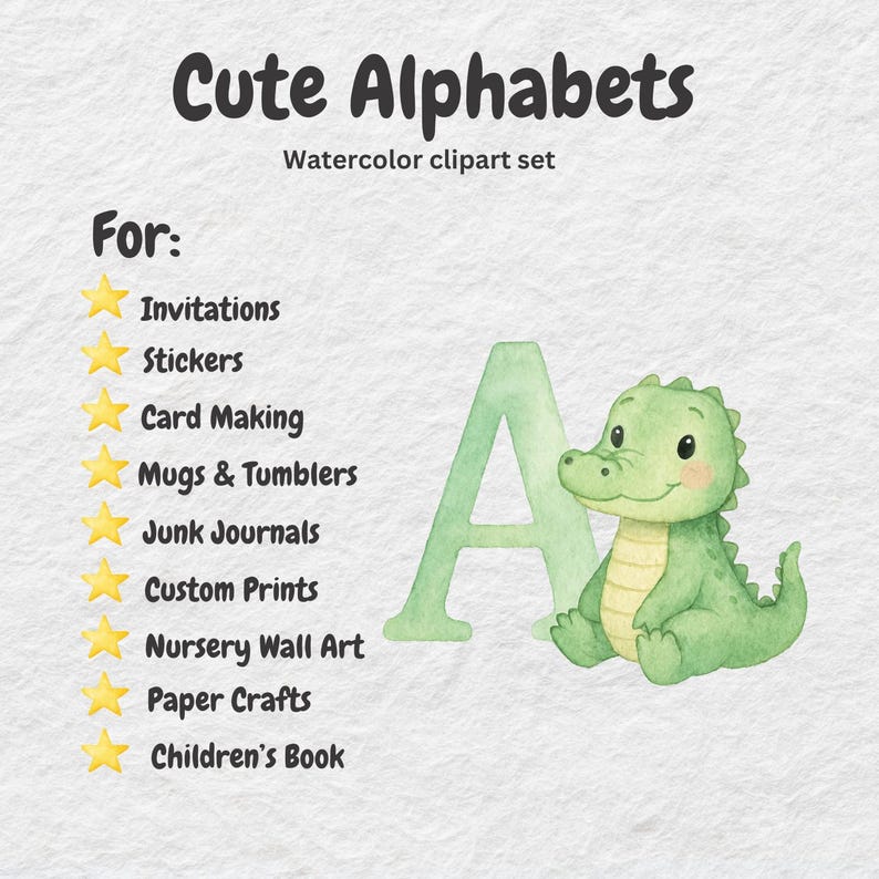 Animal Alphabet Clipart, Cute Animal Letters and Numbers 1–20, Kids ABC ...