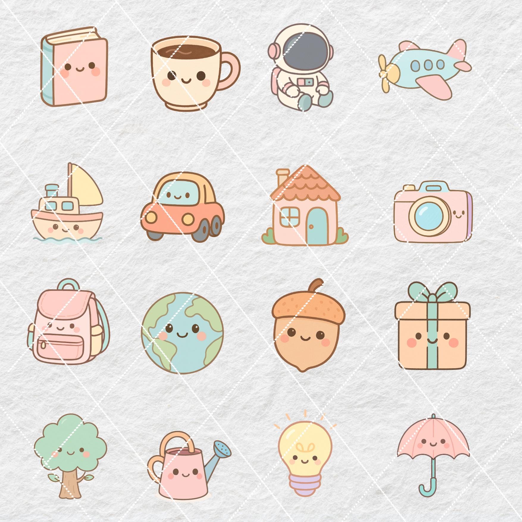 Kawaii Planner Clipart Bundle: Pastel School & Nature Stickers ...
