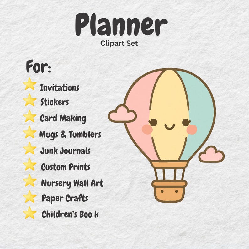 Kawaii Planner Clipart Bundle: Pastel School & Nature Stickers ...