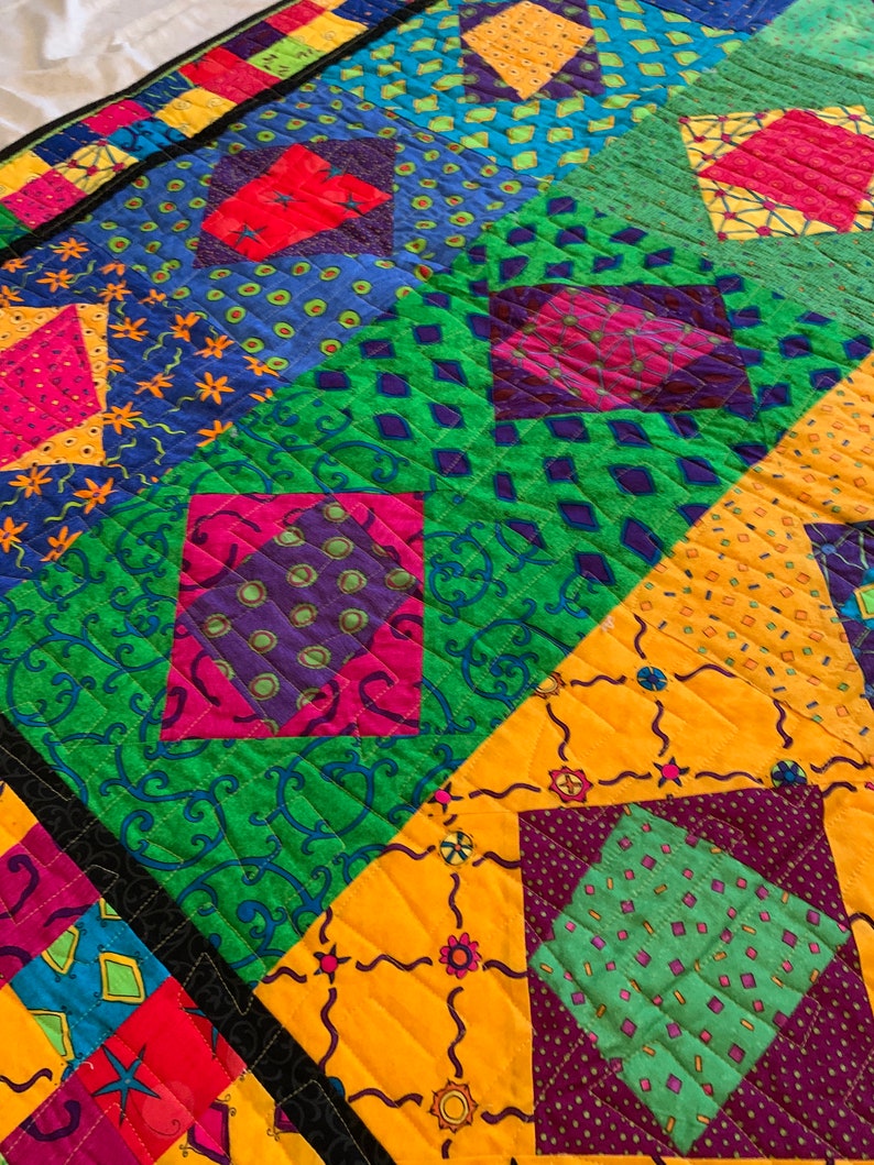 Bright Coloured Handmade Patchwork Quilt Professionally - Etsy