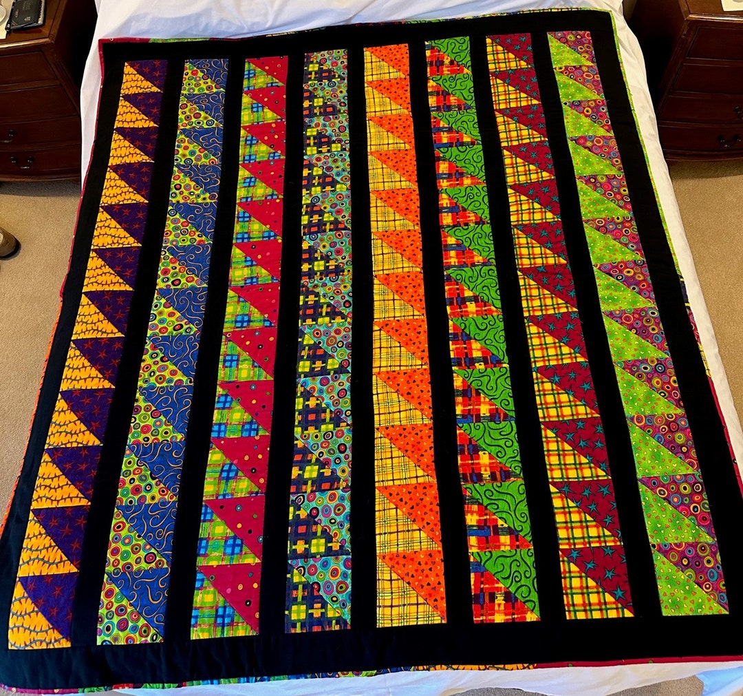 Bright Colour Cuddly Flannelette Hand Made Patchwork Quilt - Etsy