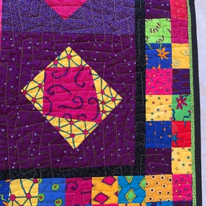 Bright Coloured Handmade Patchwork Quilt, Professionally Machine ...