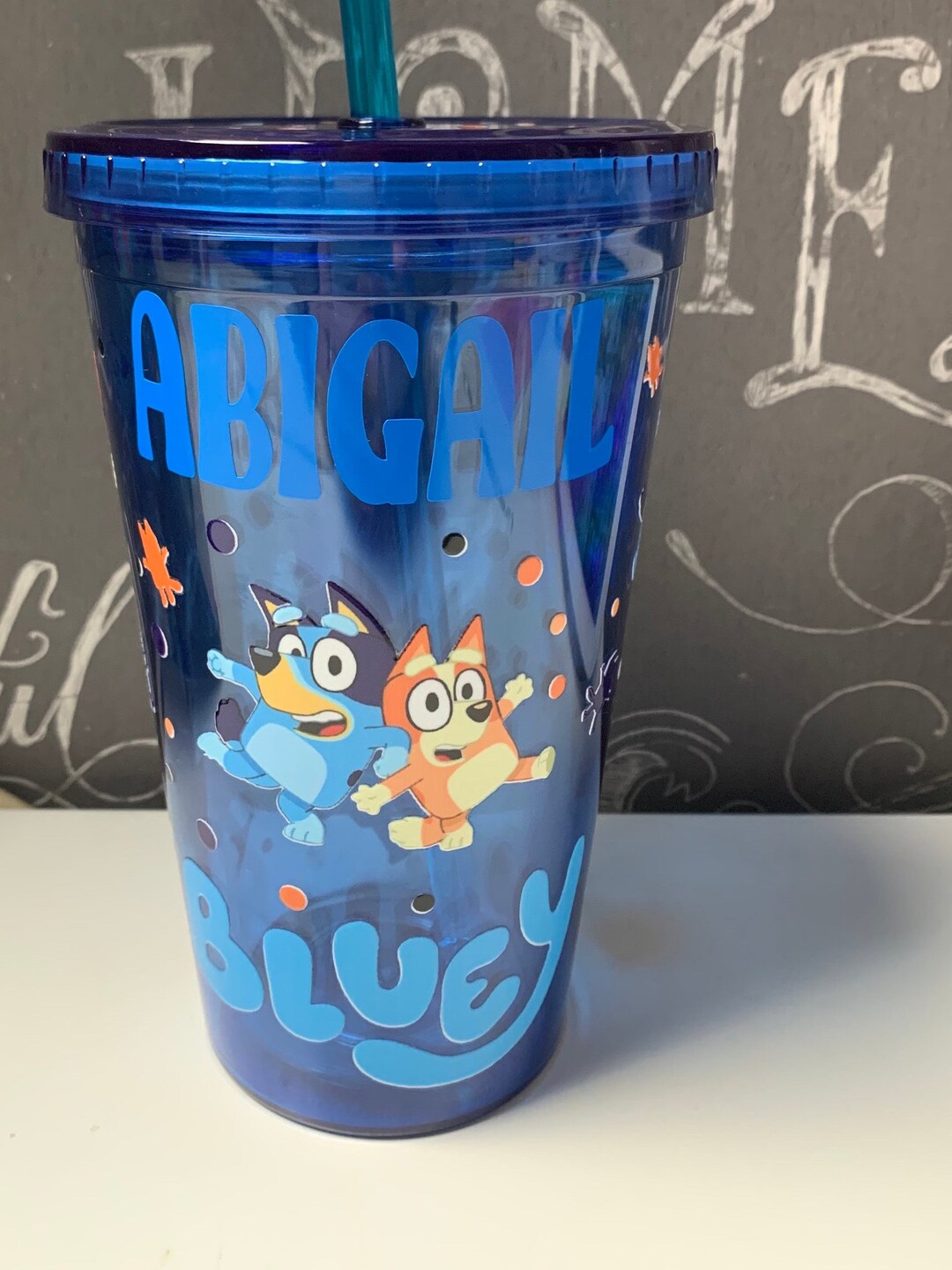 Bluey Cold Cup With Straw and Screw Top Lid - Etsy