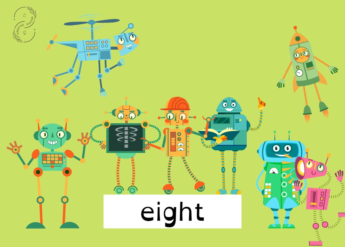 ASL Number Robots Flashcards - Etsy