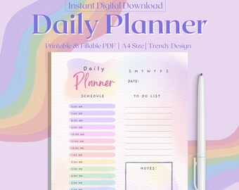 Retro Daily to Do List Printable Planner, Instant Download Pink ...