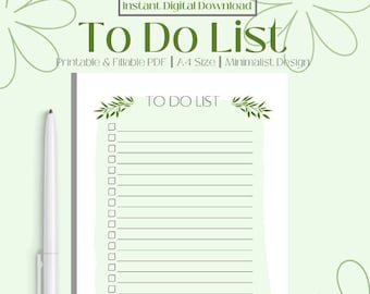 Minimal Daily Planner to Do List Printable, Simple Tasks List Template ...