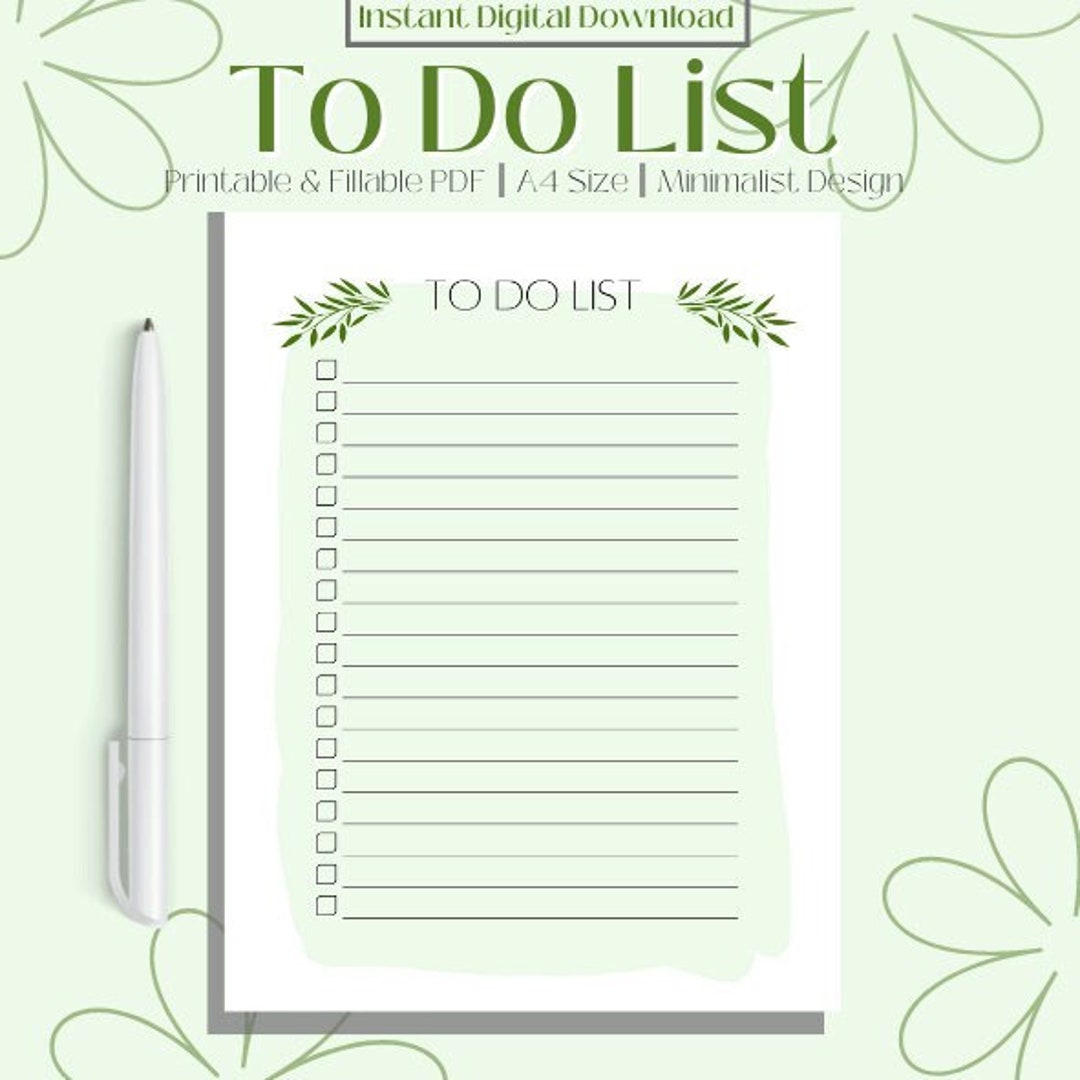 Minimal to Do List Printable, Simple Task List Template, Productivity ...