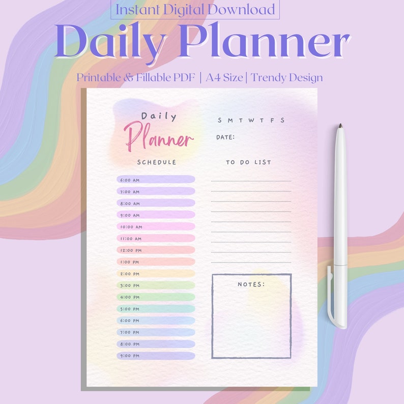 Daily to Do List Printable Planner, Instant Download, PDF Productivity ...