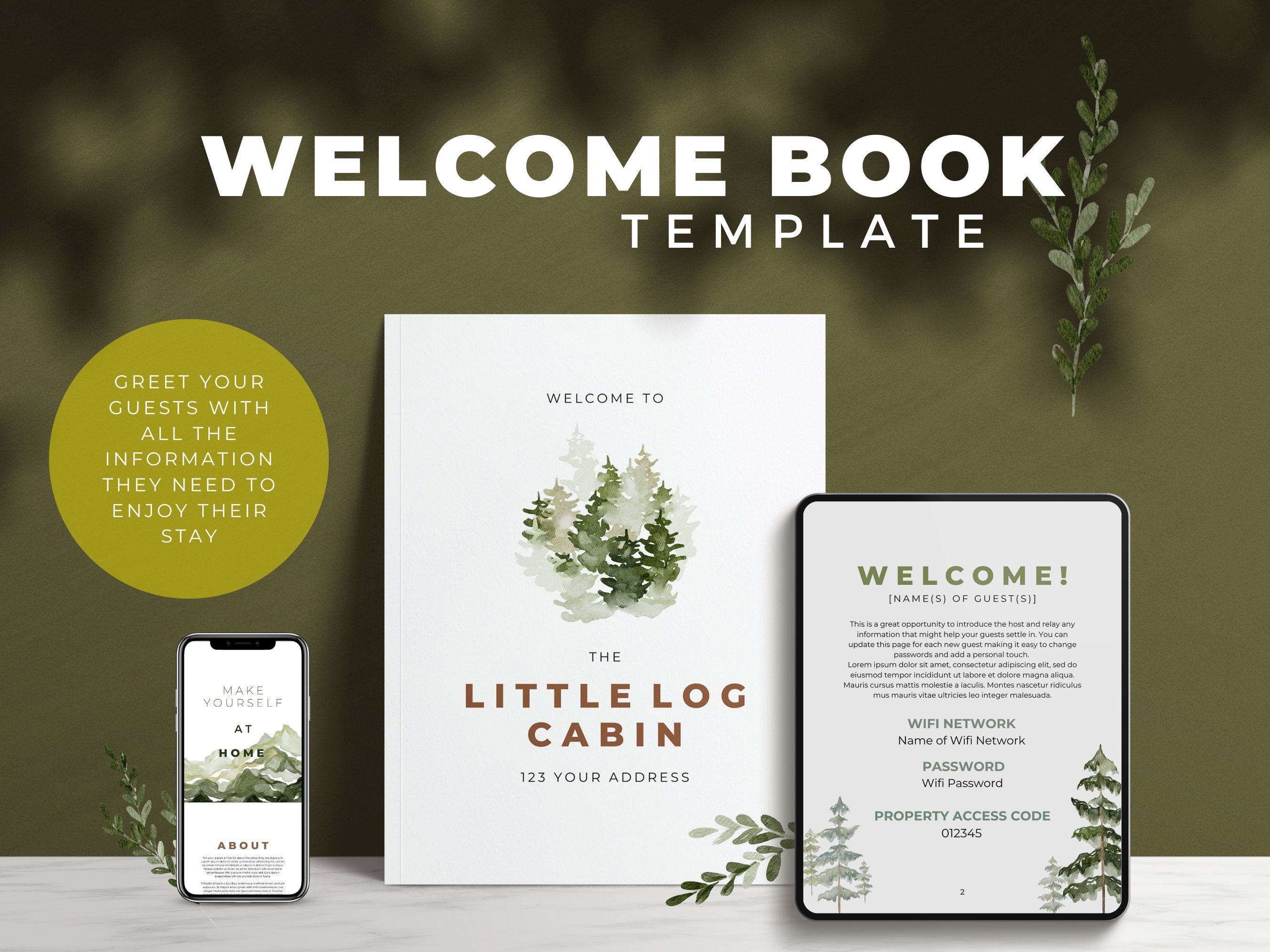 Cabin Themed Welcome Book Template, Airbnb Welcome Book Template, VRBO ...