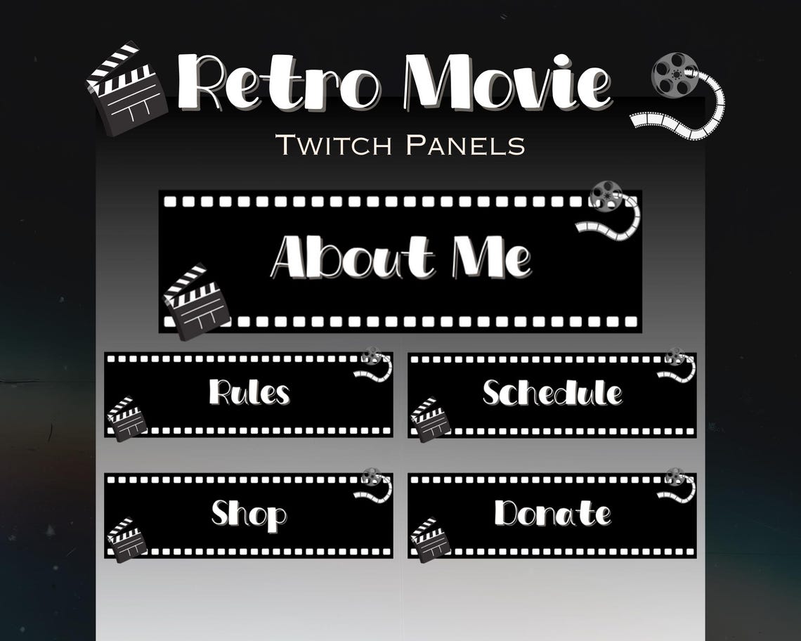 40 Retro Movie Twitch Panels | Streamer | Content Creator | Gamer ...