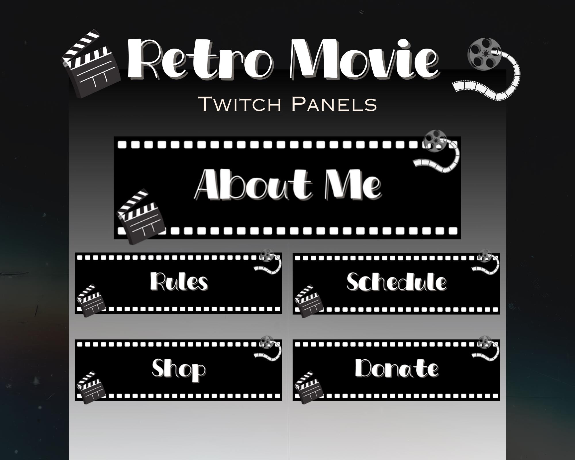 40 Retro Movie Twitch Panels | Streamer | Content Creator | Gamer ...
