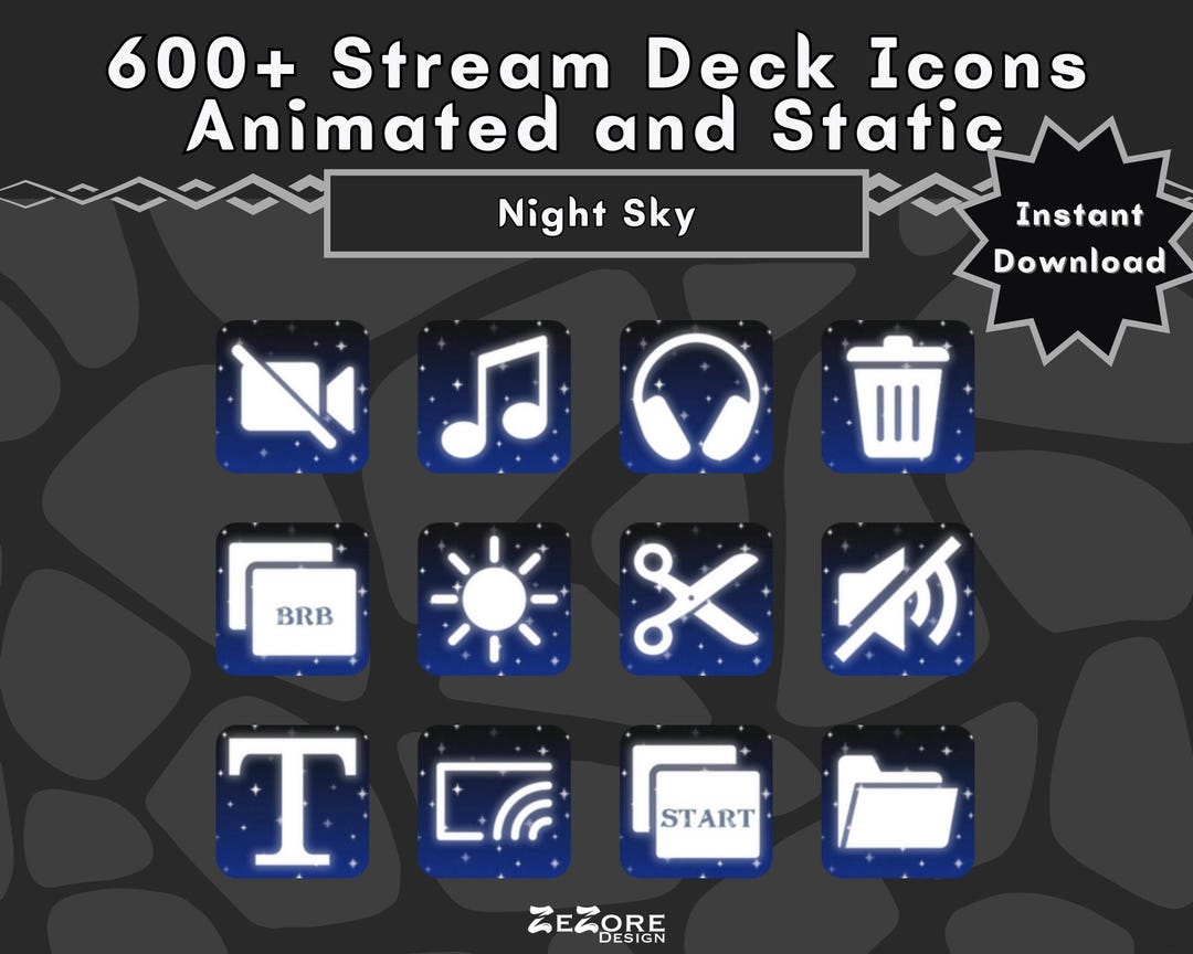 600 Night Sky Stream Deck Animated and Static Icons Streamer Content ...