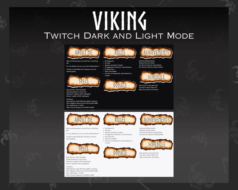 40 Viking/valheim Inspired Twitch Panels [thin Font] | Streamer ...
