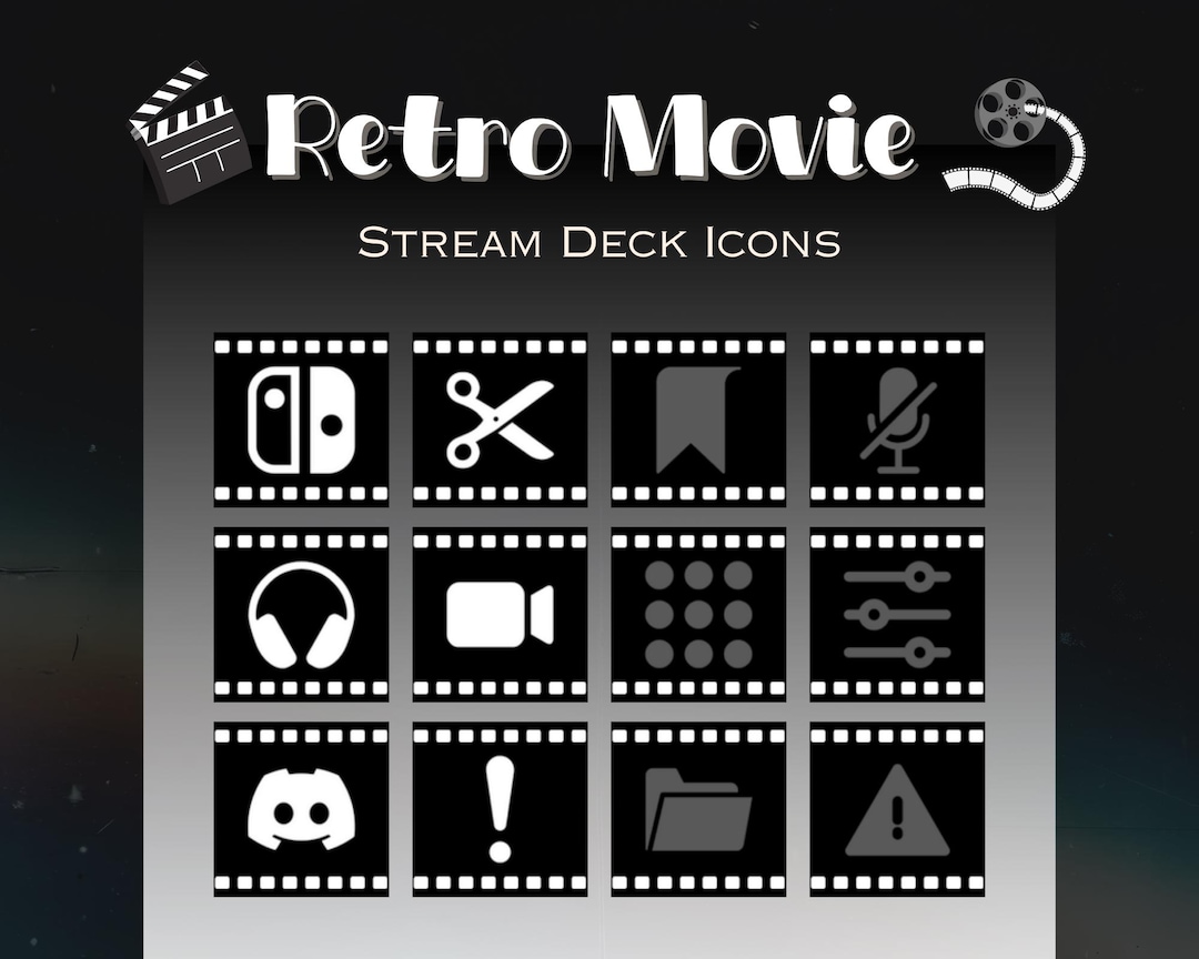 340 Retro Movie Stream Deck Icons | Streamer | Content Creator | Gamer ...