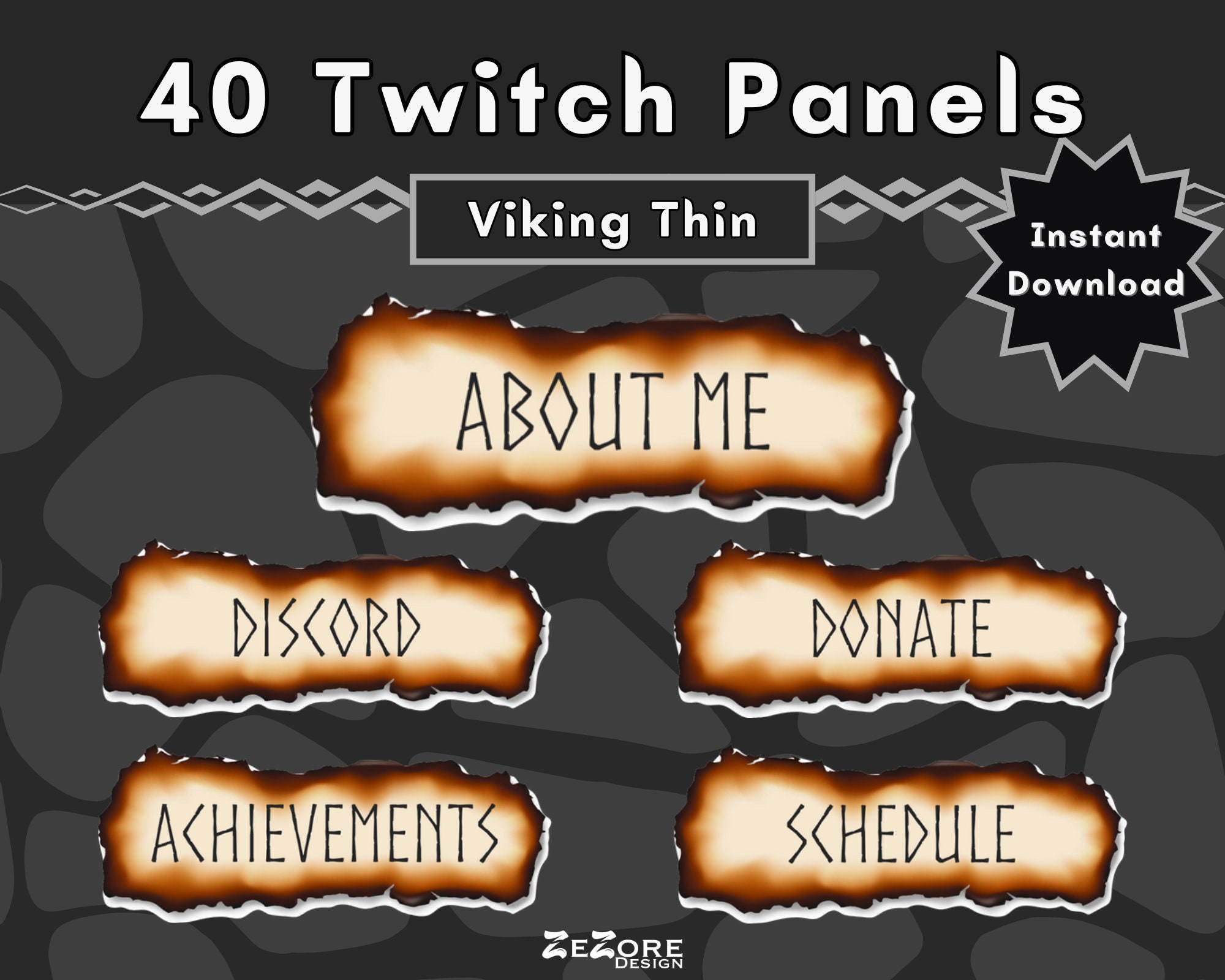 40 Viking/valheim Twitch Panels thin Font Streamer Content Creator ...