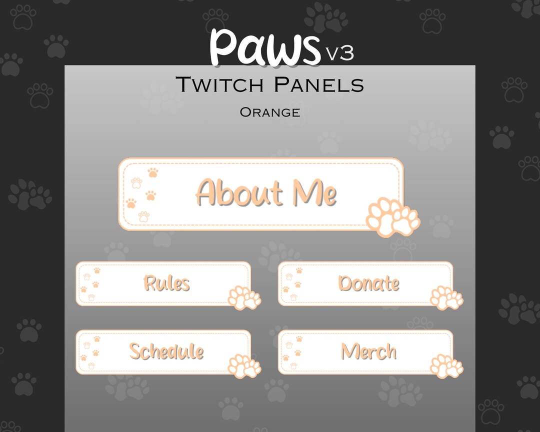 40 Orange Paws Twitch Panels | Streamer | Content Creator | Gamer ...